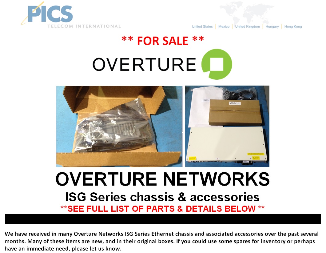 Overture Networks ISG Series Chassis & Accessories For Sale ...