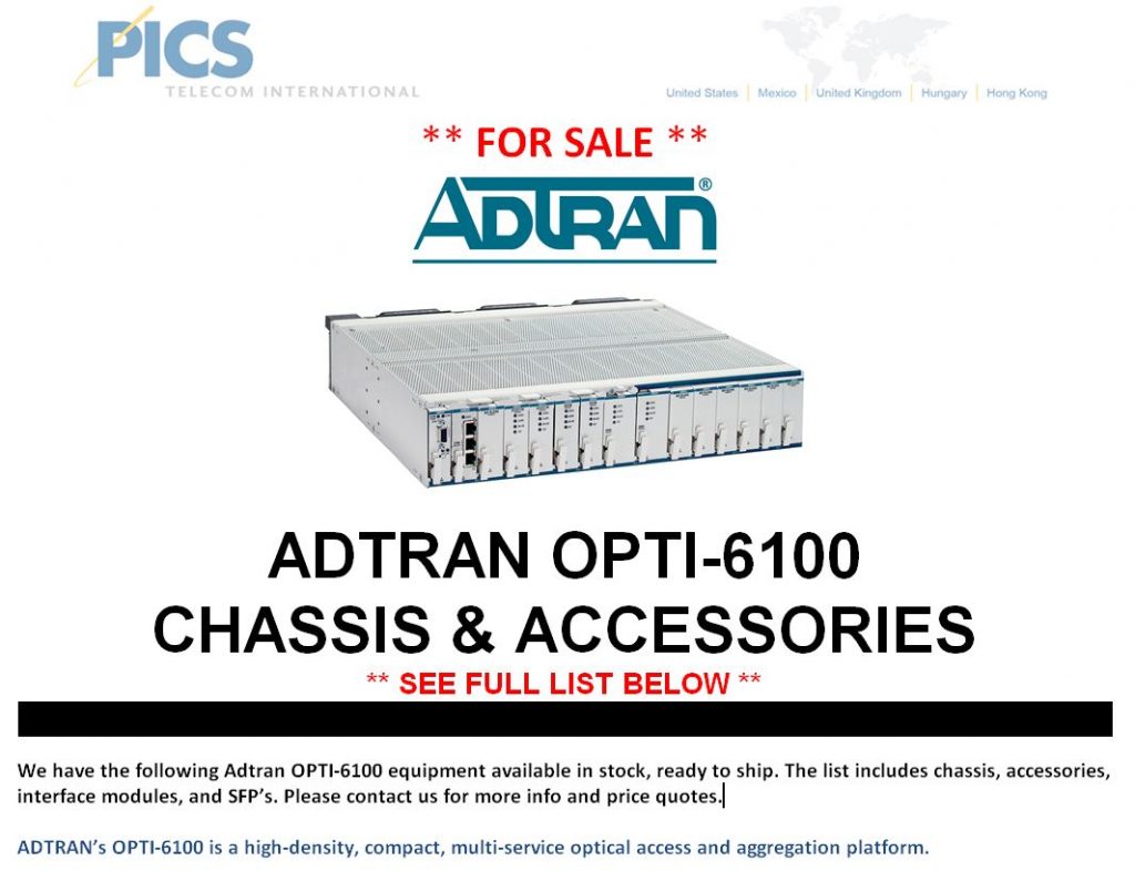 Adtran OPTI-6100 Equipment For Sale - TELECOMCAULIFFE