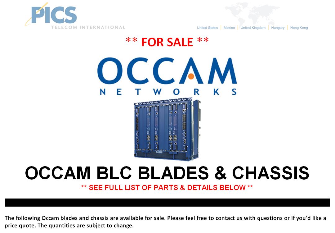 Occam Blades & Chassis For Sale - TELECOMCAULIFFE