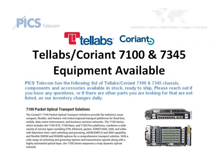 Tellabs/Coriant 7100 & 7345 Equipment Available - TELECOMCAULIFFE