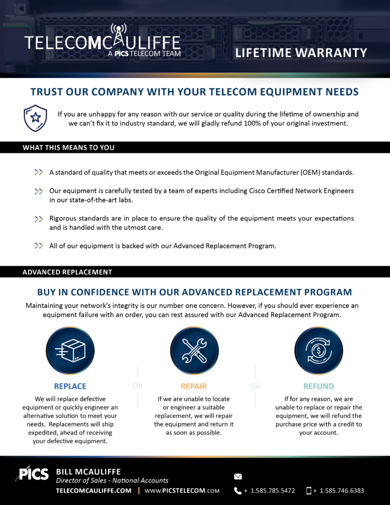 Lifetime Warranty - TELECOMCAULIFFE
