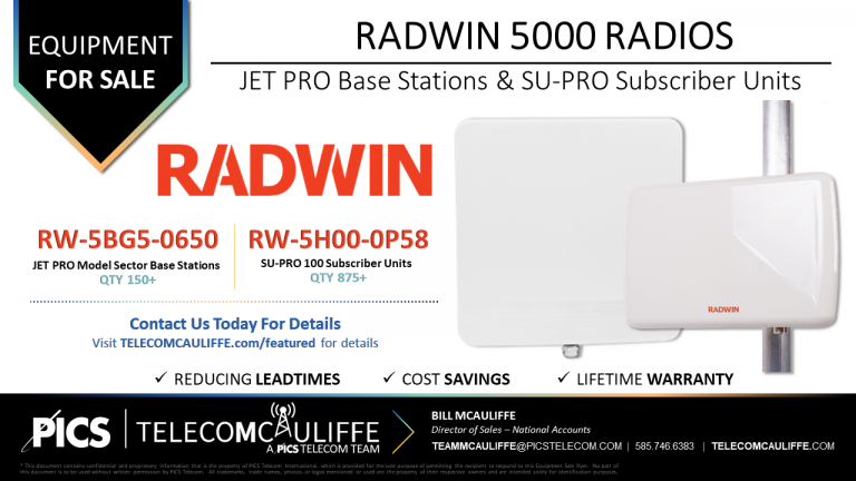 Radwin 5000 Radios RW-5BG5-0650 & RW-5H00-0P58 - TELECOMCAULIFFE