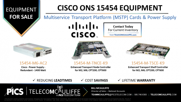 CISCO ONS 15454 EQUIPMENT - TELECOMCAULIFFE