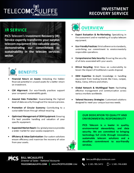 Investment Recovery (IR) Service - TELECOMCAULIFFE
